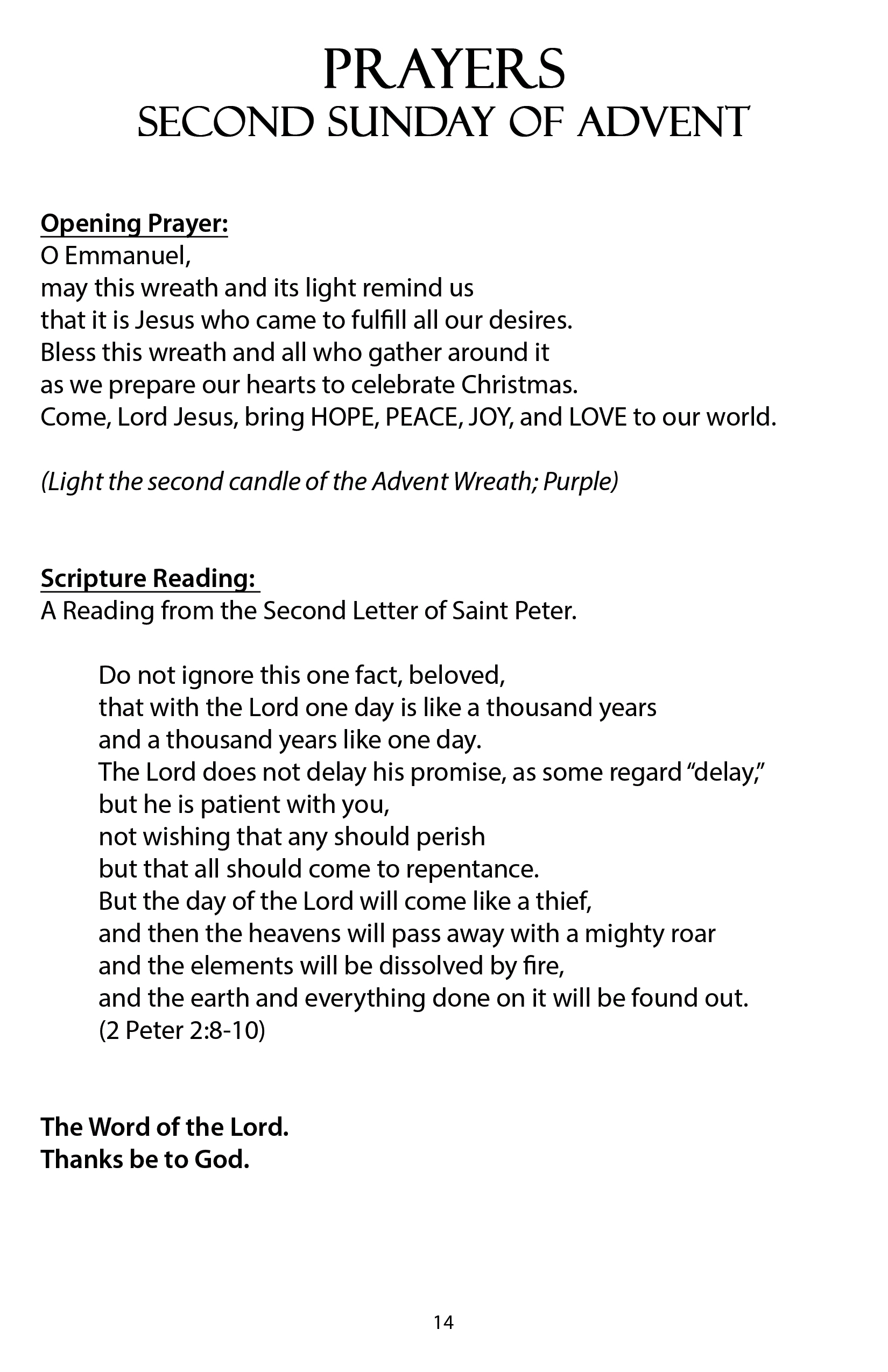 Advent – Week 2 - Holy Communion